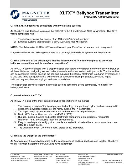 XLTXâ ¢ Bellybox Transmitter - Price - Magnetek