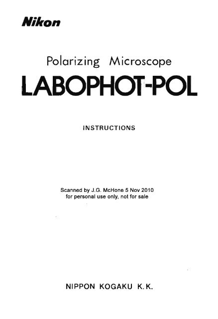 Nikon Labophot Pol Instructions - Earth-2-Geologists