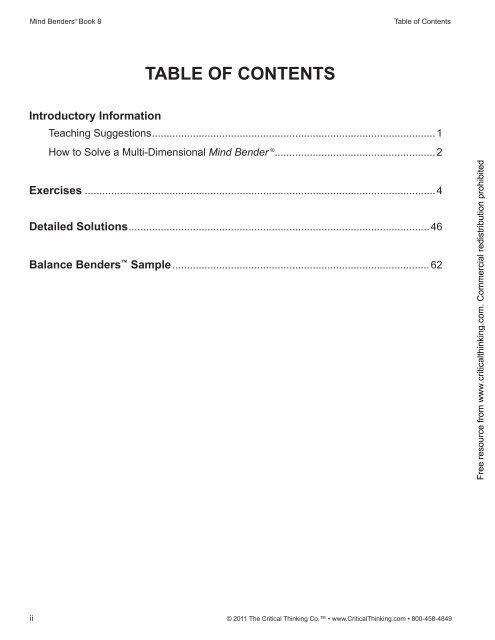 Mind Benders Book 8 (PDF) - The Critical Thinking Co.