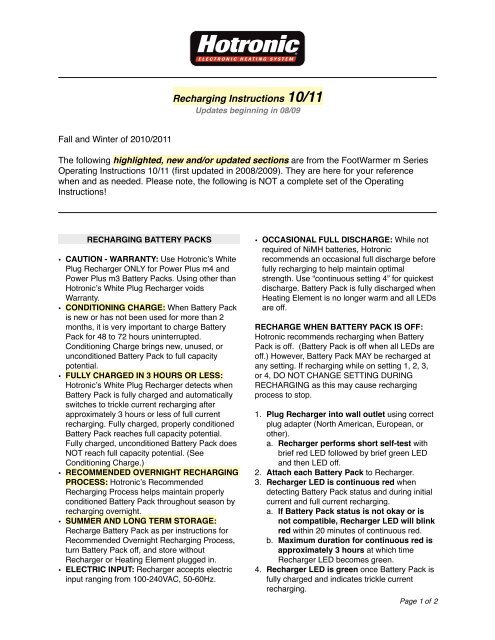 Recharging Instructions - Hotronic