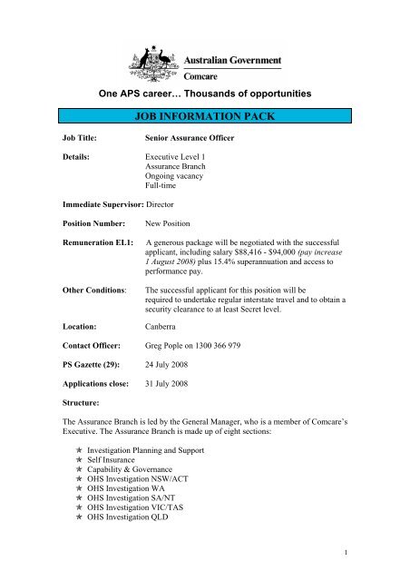 SUBMITTING YOUR APPLICATION - Comcare