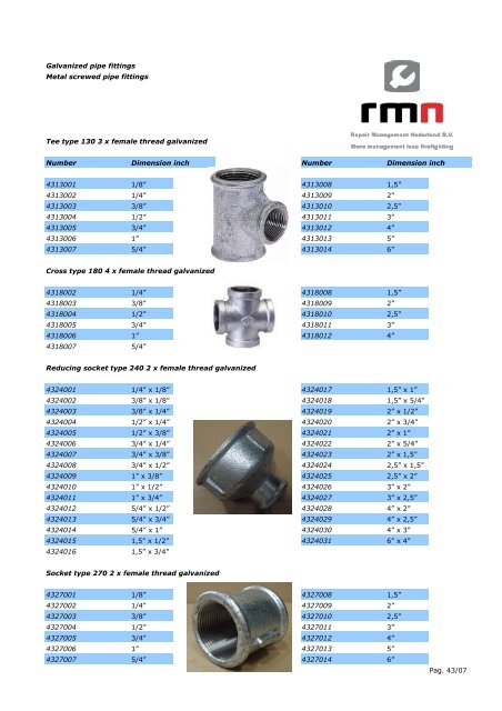 Galvanized pipe fittings Metal screwed pipe fittings Tee type 130 3 x ...