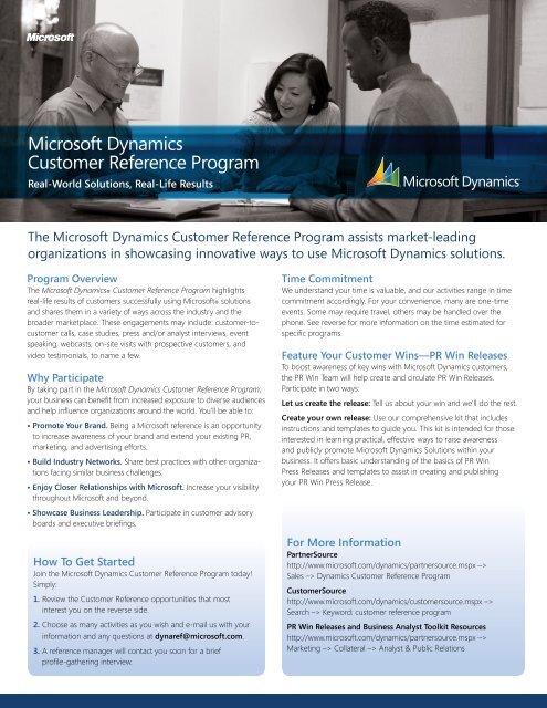 Microsoft Dynamics Customer Reference Program