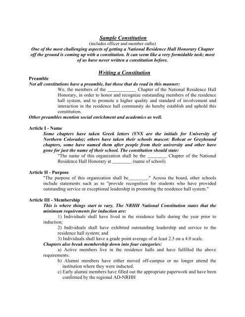 Sample Constitution - saacurh