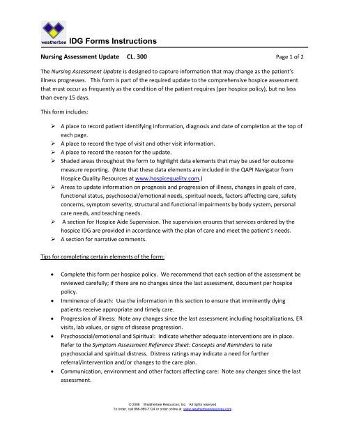IDG Forms Instructions Home Care Information Network