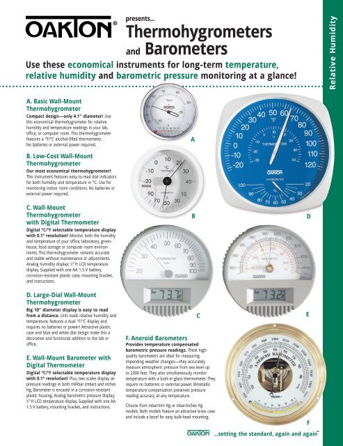 Specifications - Oakton Instruments
