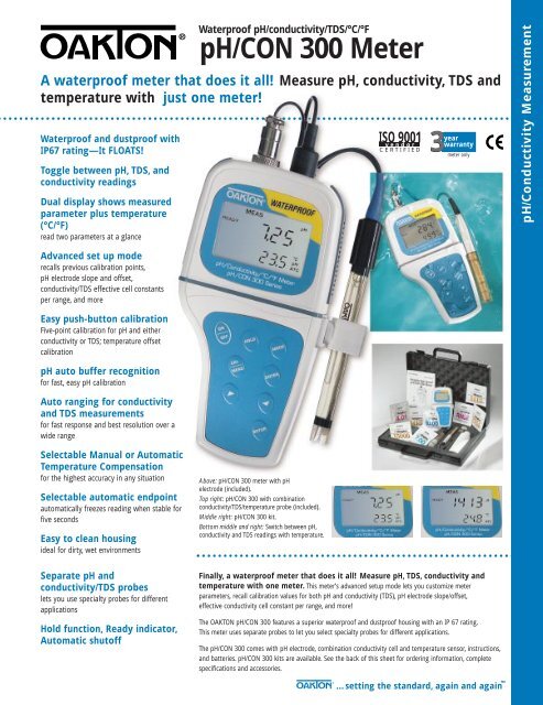 Waterproof pH/Con 300 meters - Oakton Instruments