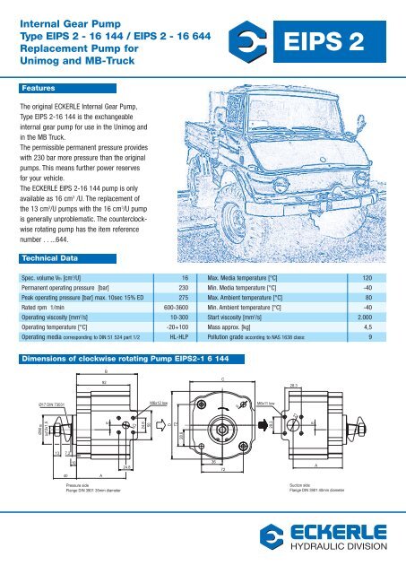 Internal Gear Pump Type EIPS 2 - Eckerle Industrie-Elektronik GmbH