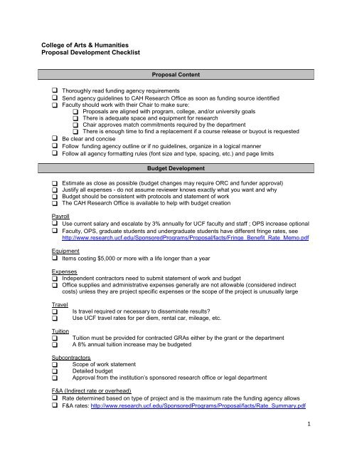 Proposal Development Checklist - Research