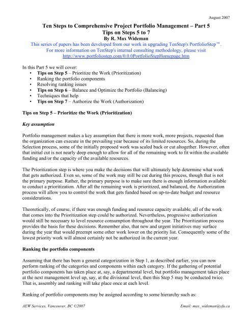 Ten Steps to Comprehensive Project Portfolio Management â Part 5 ...