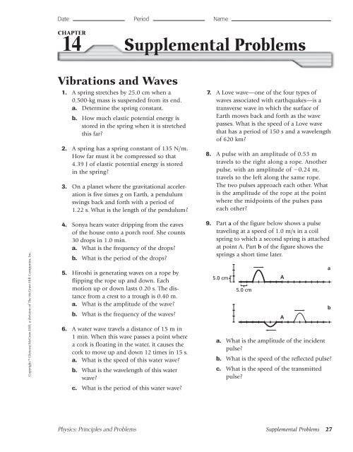 Chpt. 14 Supplemental Problems - Dickey Physics