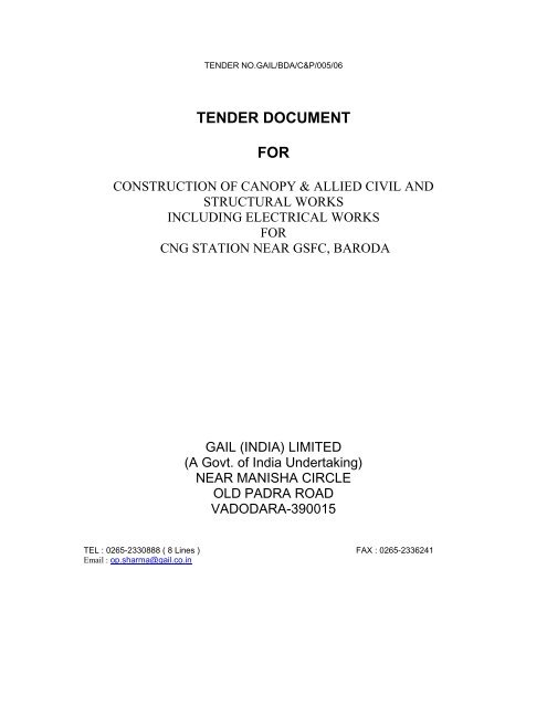 TENDER DOCUMENT FOR - GAIL (India)