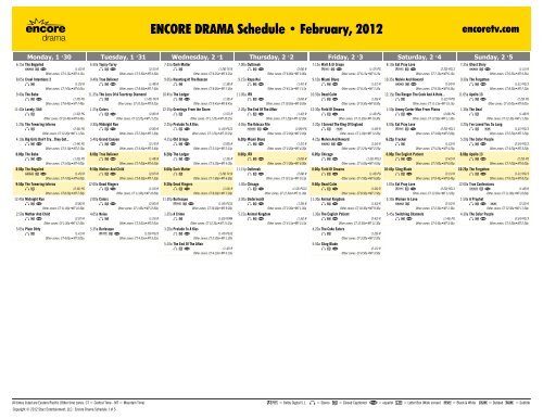 ENCORE DRAMA Schedule - February, 2012 - Starz