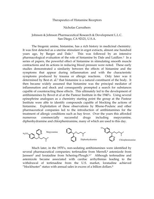 Nicholas Carruthers - Therapeutics of histamine receptors