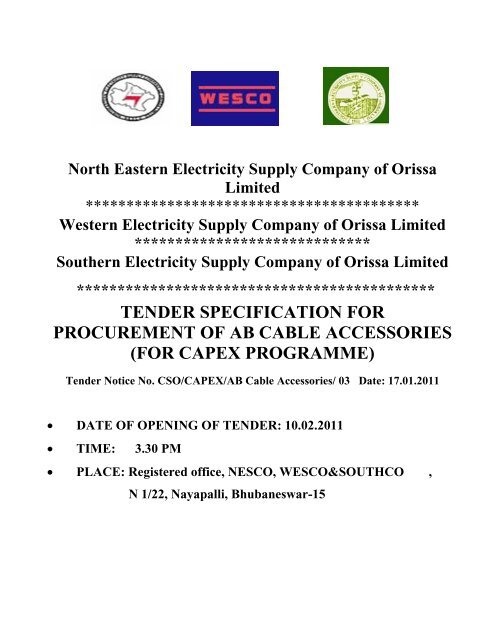 tender specification for procurement of ab cable accessories - WESCO