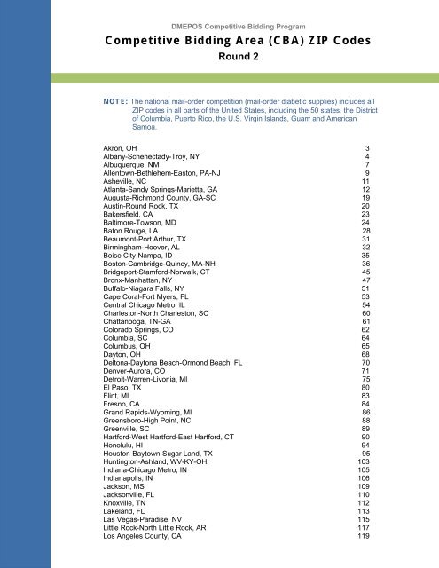 Round 2 CBA ZIP Codes - ResMed