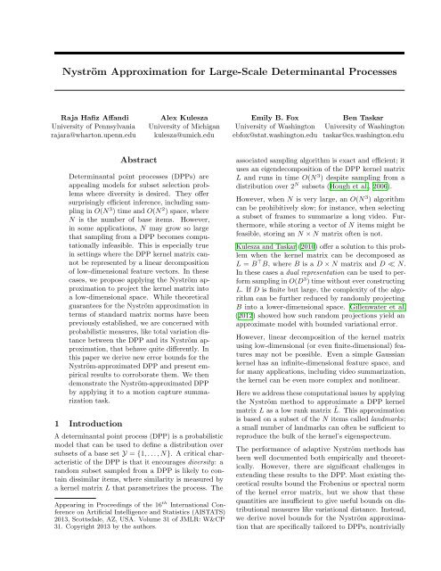 NystrÃ¶m Approximation for Large-Scale Determinantal Processes