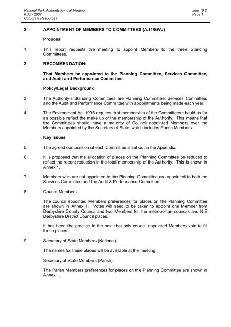 Appointment of Members to Committees