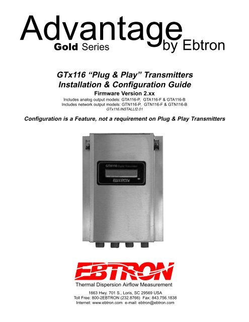 GTx116 Transmitter Installation & Configuration Guide - Ebtron