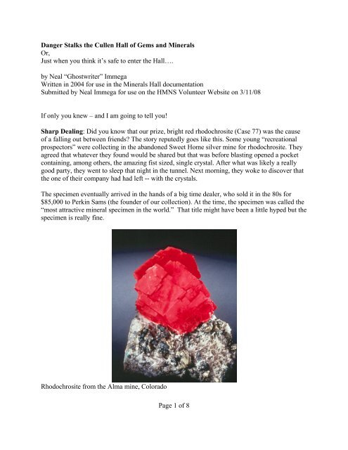 Danger in the Cullen Hall of Gems and Minerals - Houston Gem ...