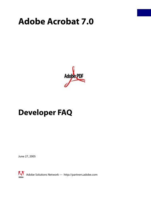 Acrobat Developer FAQ - Adobe Partners