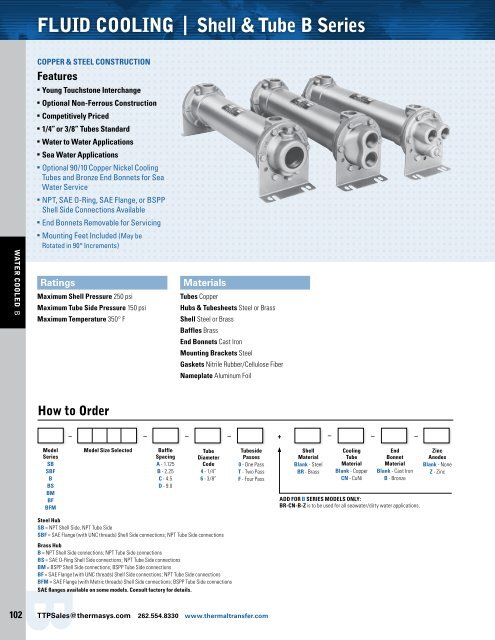 FLUID COOLING | Shell & Tube B Series - Thermal Transfer Systems