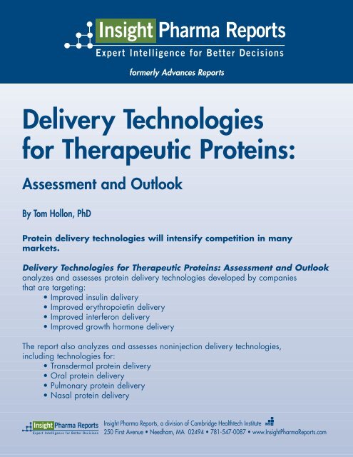 Delivery Technologies For Therapeutic Proteins - Insight Pharma ...