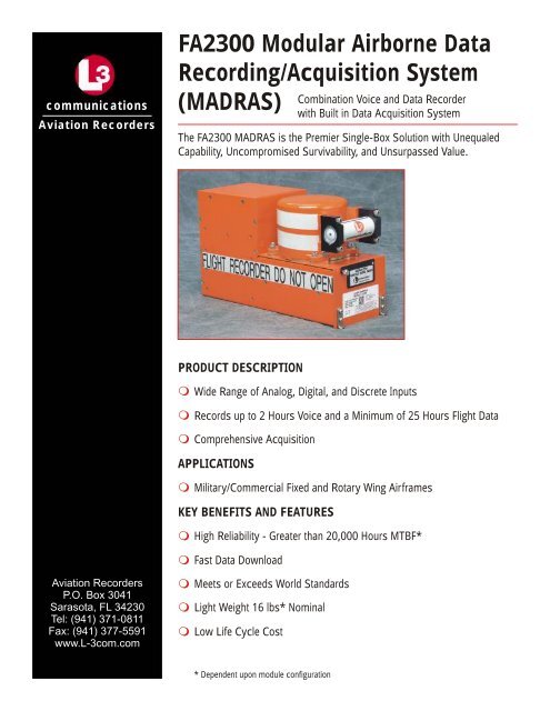 FA2300 Modular Airborne Acquisition System - L-3 Aviation Recorders
