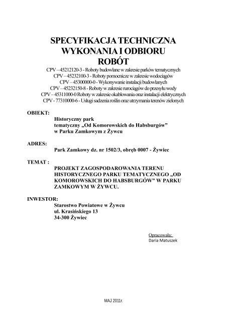 SzczegÃ³Å owa specyfikacja techniczna wykonania i odbioru robÃ³t ...
