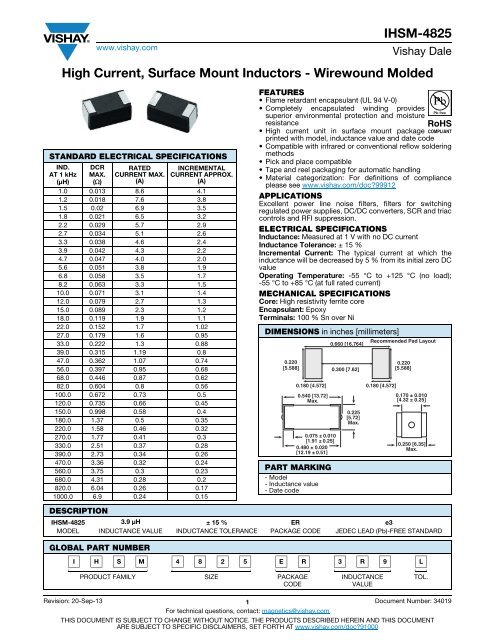 IHSM-4825 Datasheet - Vishay