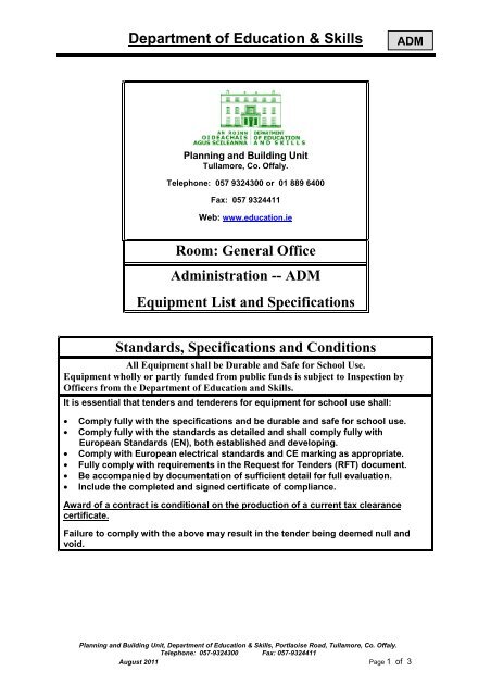 General Office Administration -- ADM Equipment List and ...