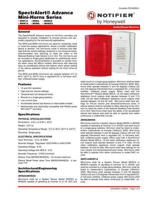 SpectrAlertÂ® Advance Mini-Horns Series - Notifier