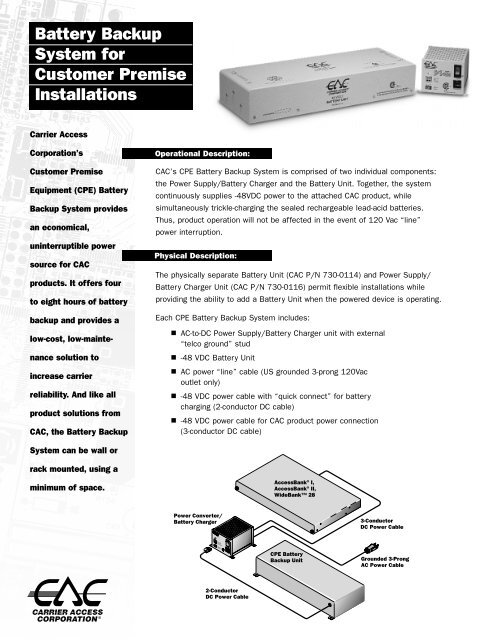 Battery Backup System Data Sheet - VoxTechnologies