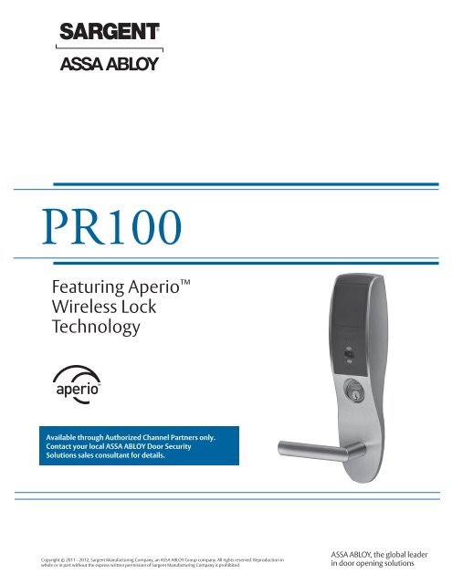 SARGENT PR100 Catalog - Access Control Solutions from ASSA ...