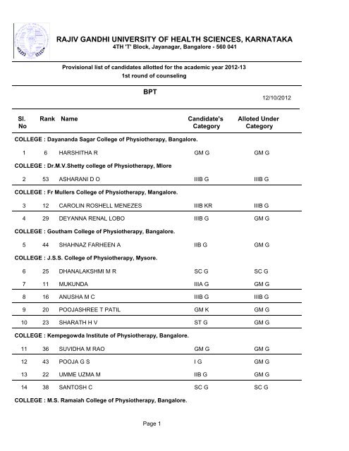 General - Rajiv Gandhi University of Health Sciences