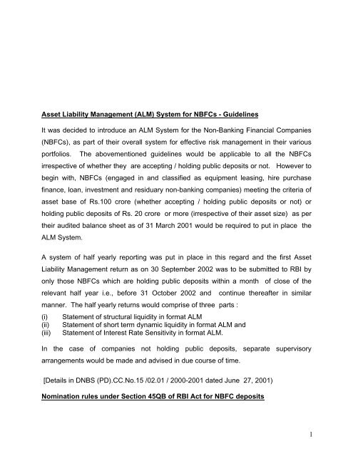 Asset Liability Management (ALM) System for NBFCs ... - Taxmann