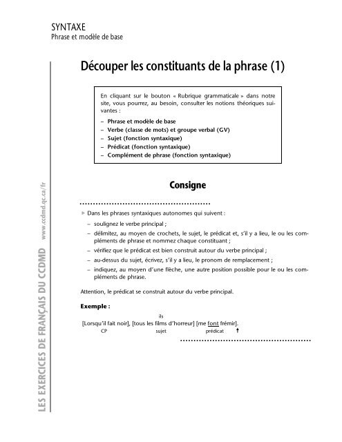 DÃ©couper les constituants de la phrase (1) - ccdmd