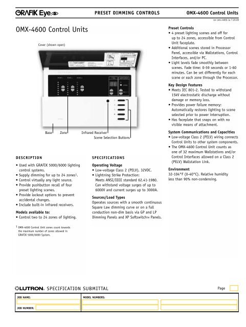 OMX-4600 Control Units - Lutron