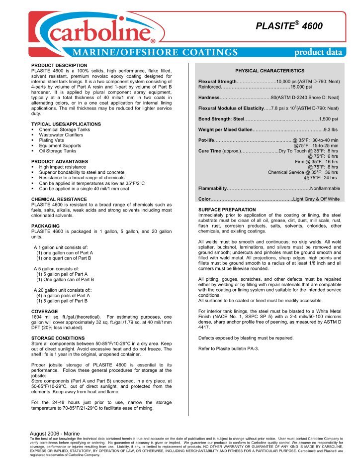 PLASITE 9145 TFE - Carboline