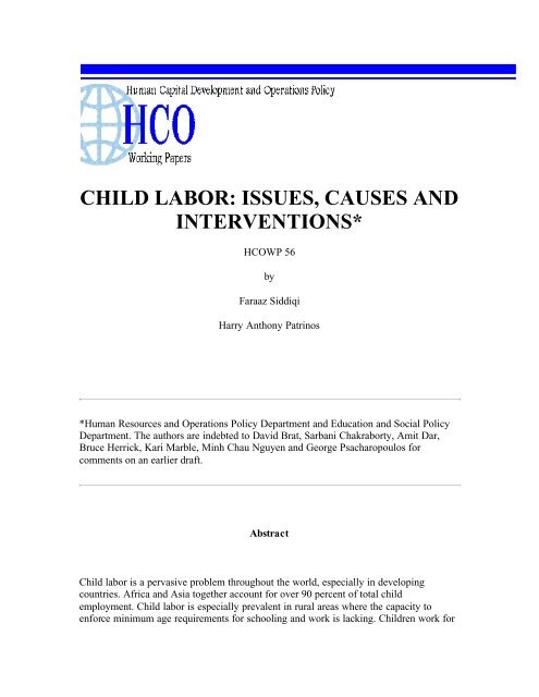 child labor: issues, causes and interventions - Global Citizen