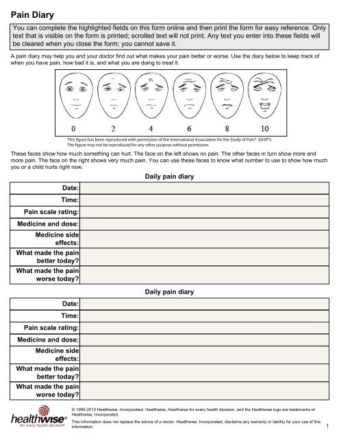 Pain Diary - eMedicineHealth