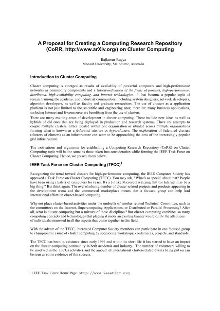 Cluster Computing - Rajkumar Buyya