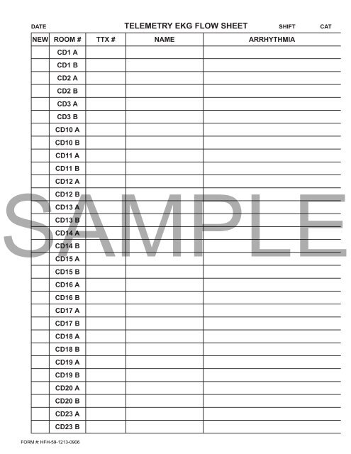TELEMETRY EKG FLOW SHEET