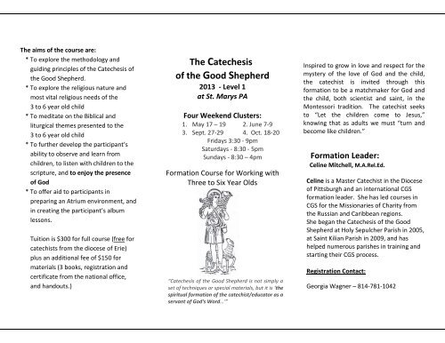 Catechesis of the Good Shepherd flyer - Diocese of Erie