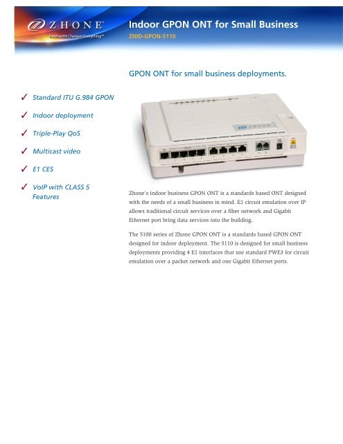 Download ZNID-GPON-5110 Datasheet