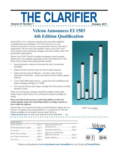 THE CLARIFIER - Velcon Filters