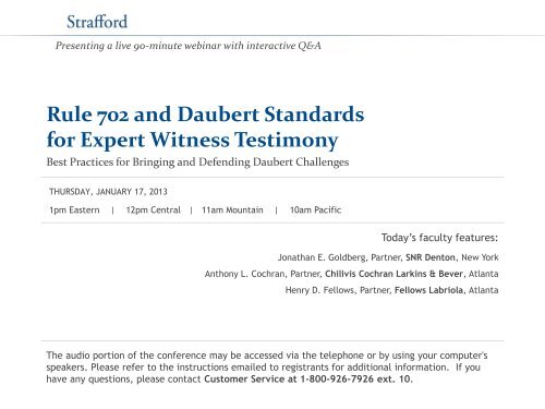 Rule 702 and Daubert Standards for Expert Witness ... - Strafford
