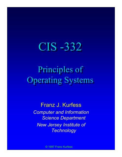 CIS -332 CIS -332 - New Jersey Institute of Technology