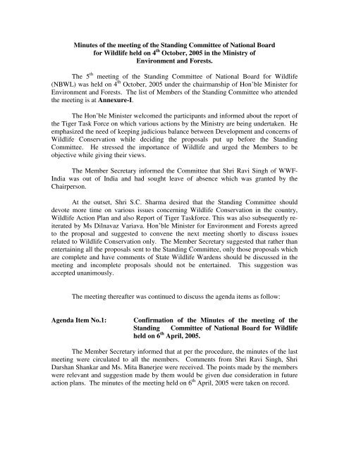 Minutes of the meeting of the Standing Committee of National Board ...