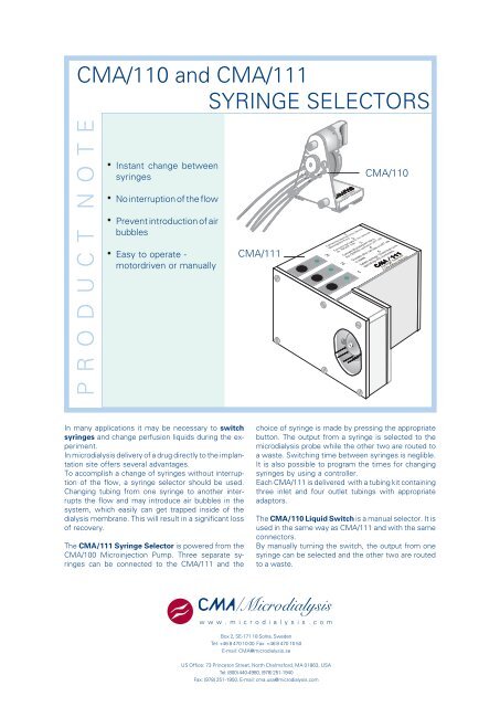 Product note (pdf) - CMA Microdialysis AB